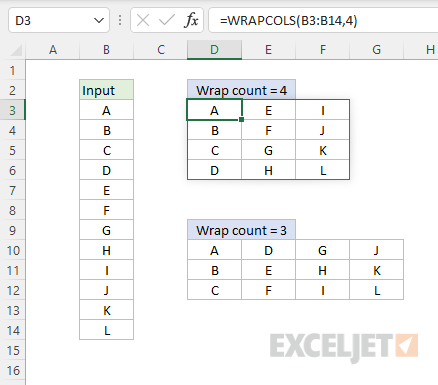 Excel WRAPCOLS function | Exceljet